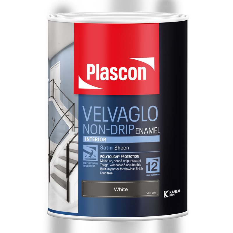 Plascon Velvaglo Non-Drip Enamel White 5L | AHM Online (Pty) Ltd