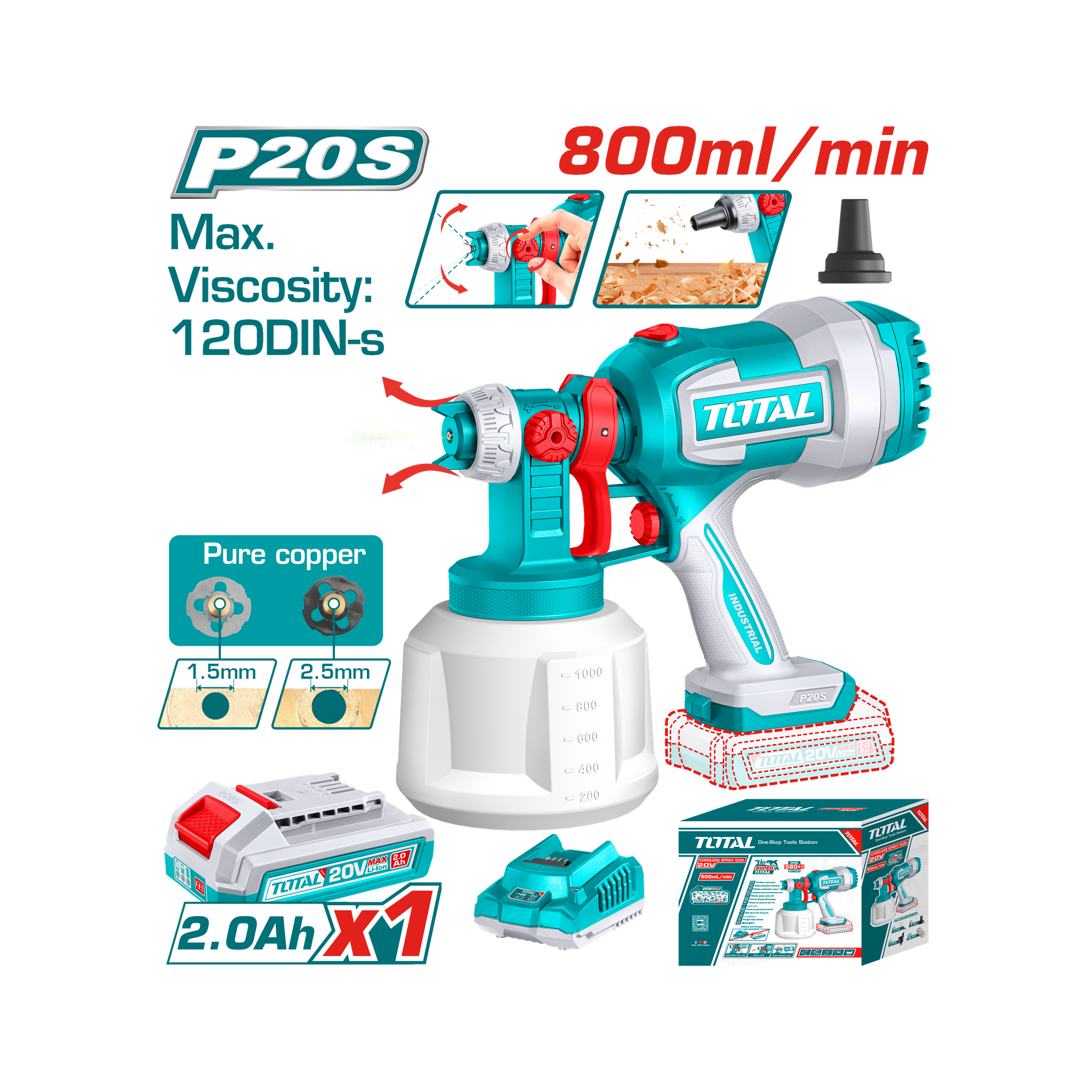 Total Cordless Spray Gun 20v Total TSGLI20042 for sale | AHM Online ...