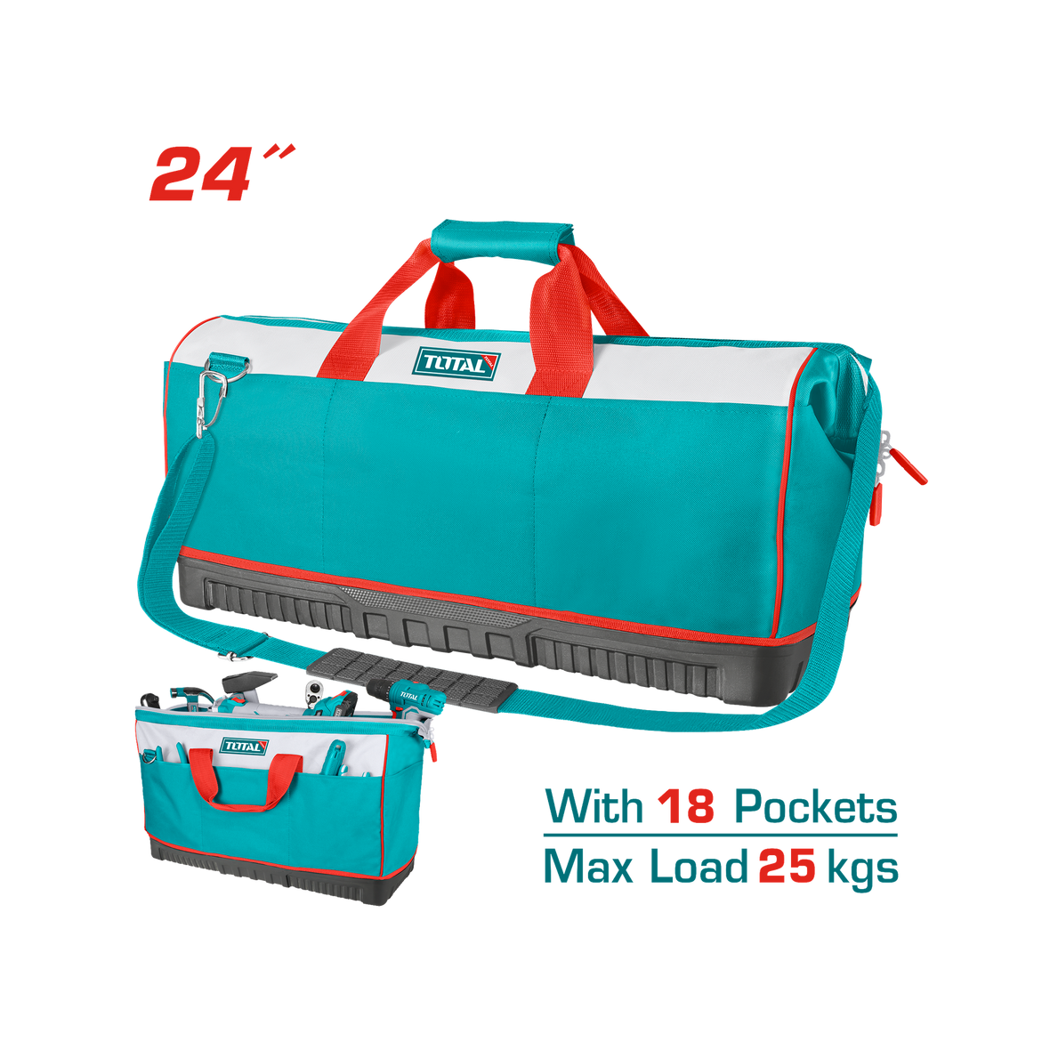 Total 24 Inch Tools Bag 600/1680D Fabric 25kg Load THT16242 for sale ...