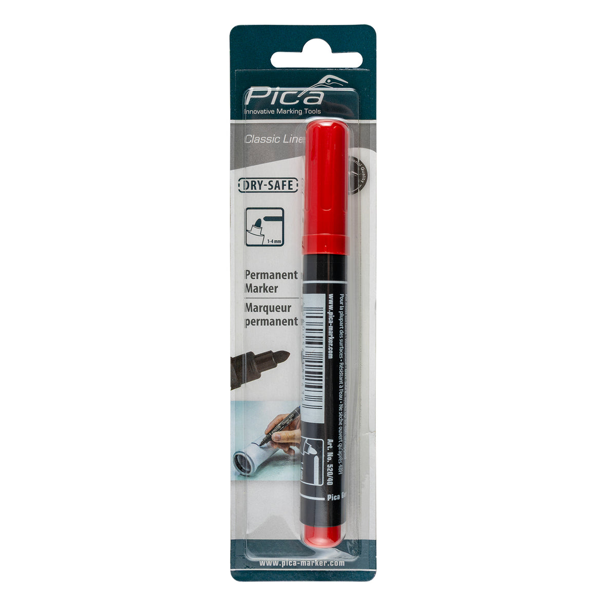 Pica Permanent Marker 1-4mm Round Tip Red Blister | AHM Online (Pty) Ltd