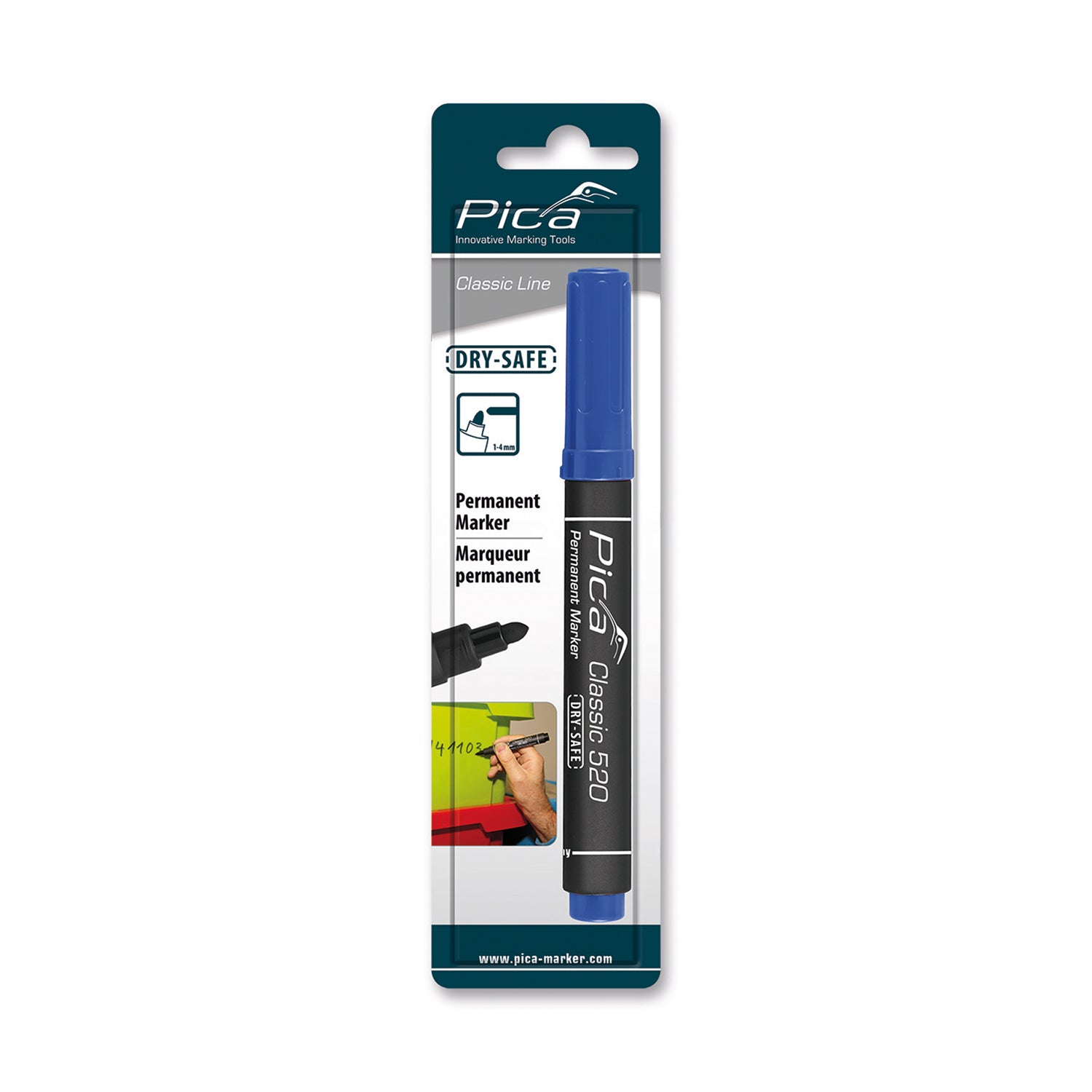 Pica Permanent Marker 1-4mm Round Tip Blue Blister | AHM Online (Pty) Ltd